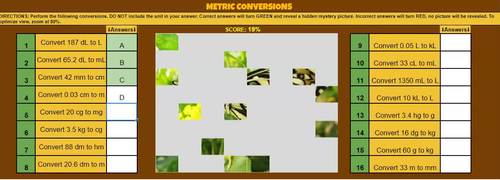 Metric Conversions Mystery Picture Reveal and Print Activity | TPT