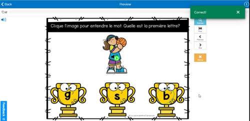 French Boom Cards I La lettre initiale I Sports Edition | TPT