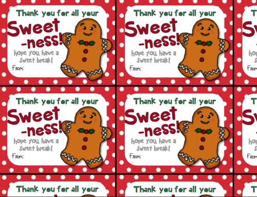 Gingerbread Man Christmas/ Winter Holiday Thank You Gift Tag- Thank you ...