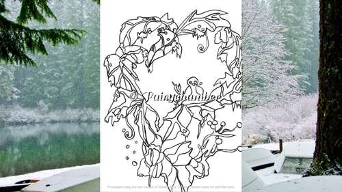 Winter Heart Bird Coloring Page For Kids And Adults by Fairychamber