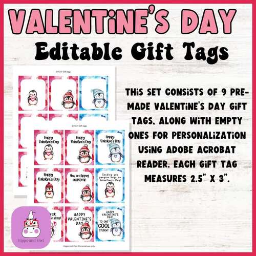 Valentine's Day Gift Tags from Teacher to Students (Cards for students)