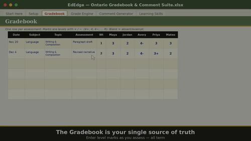 Ontario Digital Gradebook + Auto Report Card Comments | Excel & Google ...