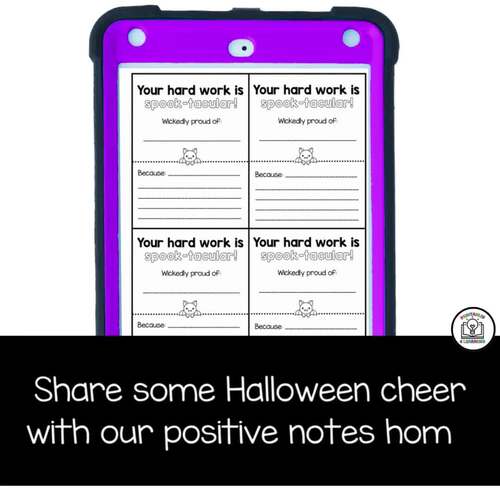 Halloween-Themed Positive Notes Home by Printables 4 Learning | TPT