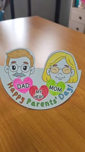Parents’ Day Rocking Paper Standing Card Craft:Coloring Pages:Mom:Dad ...