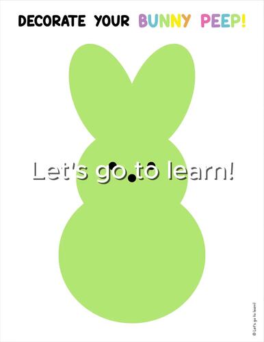 Decorate Your Bunny Peeps Easter Game - Easter Craft - Cut & Paste Activity