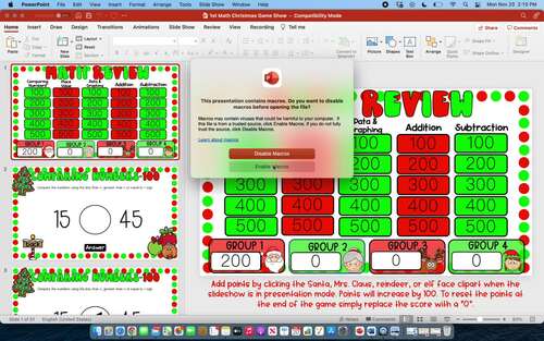 1st Grade Math Christmas Themed Review | Game Show | Test Prep | NO PREP