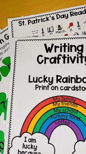St Patricks Day Writing Reading Math Package for Special Education and ESL