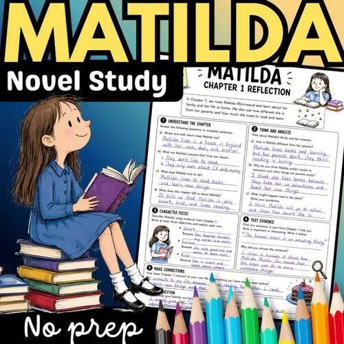 Matilda Novel Study Worksheets | Roald Dahl Matilda Book Reading ...