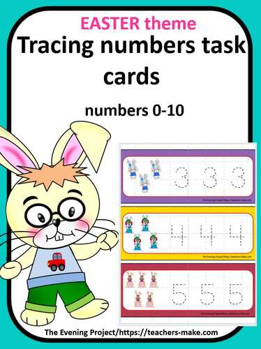 Easter theme tracing task cards Number 0-10 by THE EVENING PROJECT