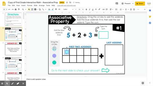 Associative Property First Grade Math Activity for Google Slides