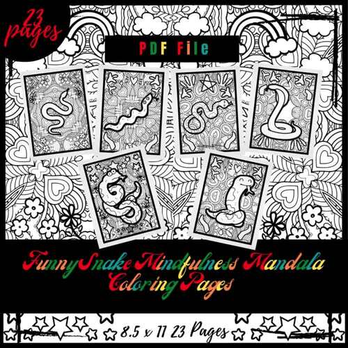 Funny Snakes Mindfulness Mandala Coloring Pages, Animals Coloring ...
