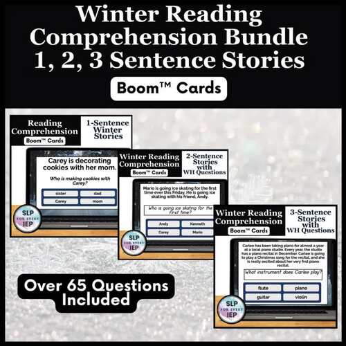 Winter Reading Comprehension Bundle with WH Questions Boom™ Cards