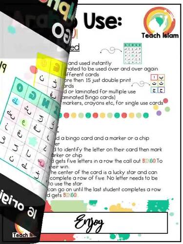 Arabic Alphabet Bingo by TeachIslam | TPT