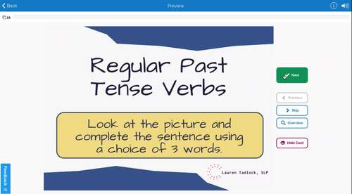 Regular Past Tense Verbs with Photos Boom Cards by Lauren Tadlock SLP