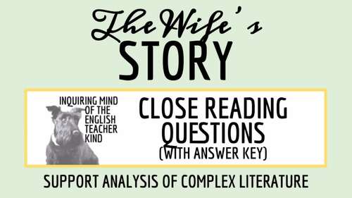 "The Wife's Story" by Ursula K. Le Guin Close Reading Worksheet (Printable)
