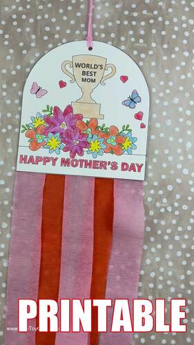 Mother's Day Decoration Craft For Mom/Mum - Flower & Trophy Coloring ...