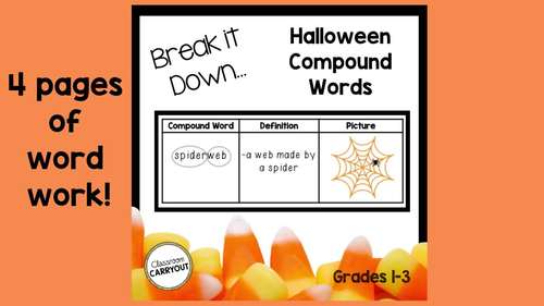 Compound Words HALLOWEEN by Classroom Carryout | TpT