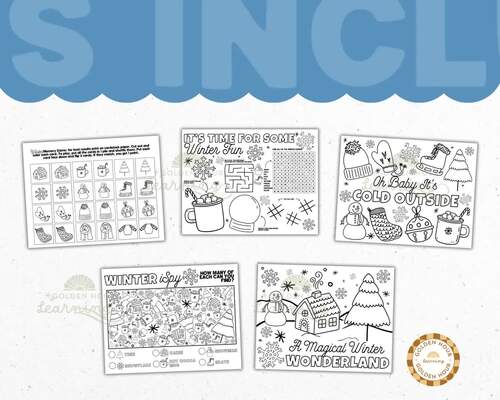 Winter Placemat Activity Pack | Winter Worksheets for Kids | No Prep ...