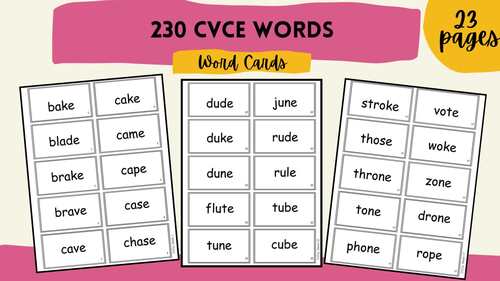 CVCe Words | 23 Weeks | Word Cards + Easy Progress Monitoring Sheets