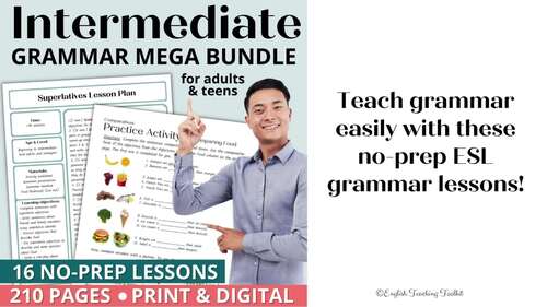 Adult ESL Curriculum - Intermediate Grammar Lessons & Activities MEGA ...