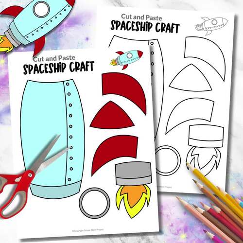 Digital Printable Rocket Spaceship Cut and Paste Craft | Spaceship ...