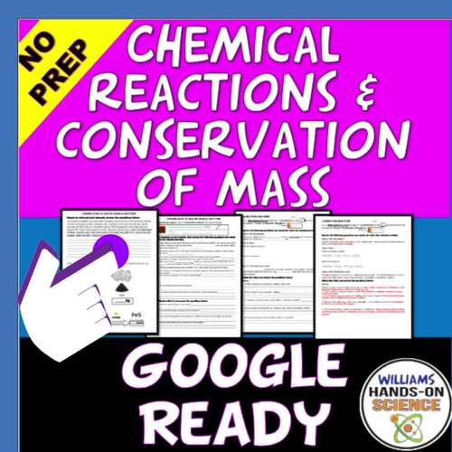 Chemical Reactions Properties Matter Worksheets Law Conservation of Matter