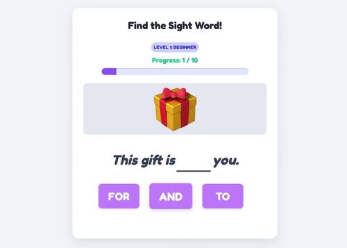 Dynamic Sight Word Builder: K-2 Reading Fluency Game w/ Automatic Leveling