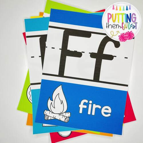 Alphabet Posters | Primary Lined Font & Keywords | Hello Sunshine Decor