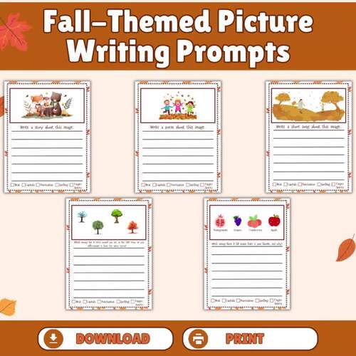Fall Picture Writing Prompts | Fall Writing Prompts Grade 1-3 | Fall ...