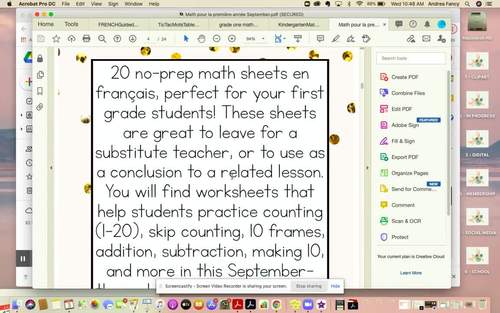 FRENCH First Grade No Prep Math Worksheets SEPTEMBER Grade 1 / Première ...