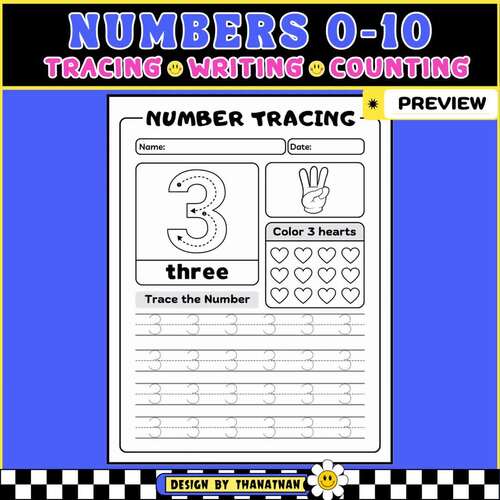 Learning and recognizing Arabic numerals from 0 to 10, Tracing and Writing