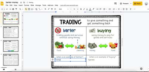 Bartering and Money Digital Worksheets by Learning with Lexie | TpT