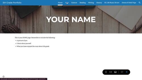 Student Portfolio (Google Sites Template) by thankfultoteach | TPT