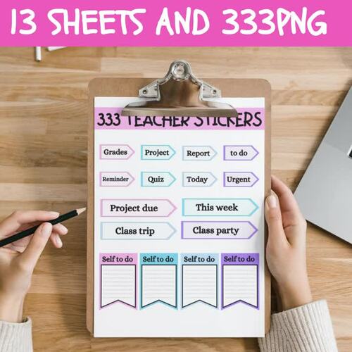 333 Teacher Digital Stickers for Goodnotes | Pre-cropped for Digital ...