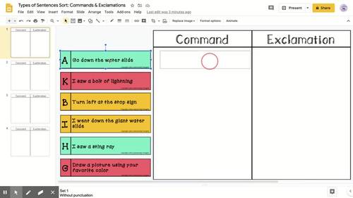 Command and Exclamation Digital Sorting Activity | TPT