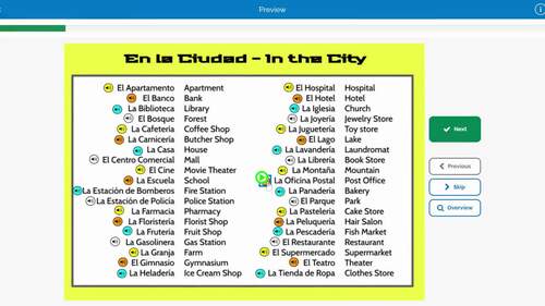 Spanish Boom Cards: La Ciudad, Los Lugares - The City (Bundle) by NATAM