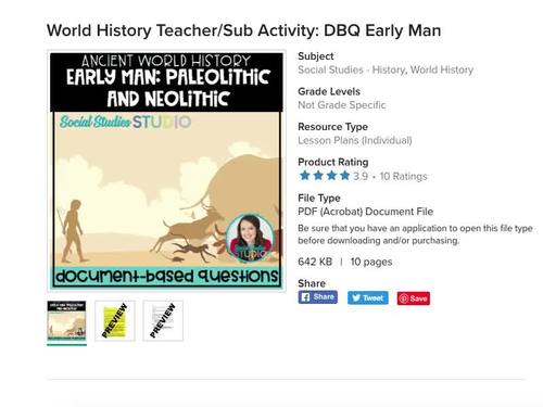 World History Teacher/Sub Activity: DBQ Early Man by Social Studies Studio
