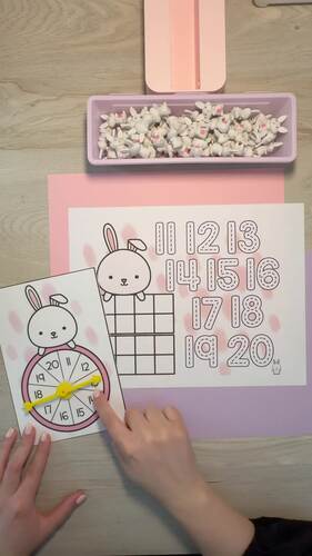 Bunny Spin, Build, and Trace - 1-10 & 11-20 by Magical Kinders Corner