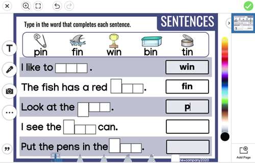 Seesaw Sentences Set - Short Vowels by June and Company | TPT
