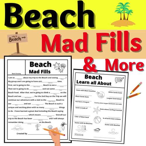 Beach Activity Mad Fills Summer Writing No Prep by DadsDesigns | TPT