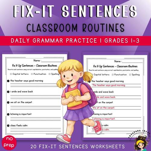 Fix-It Sentences: Classroom Routines | Daily Grammar Practice | Grades 1–3