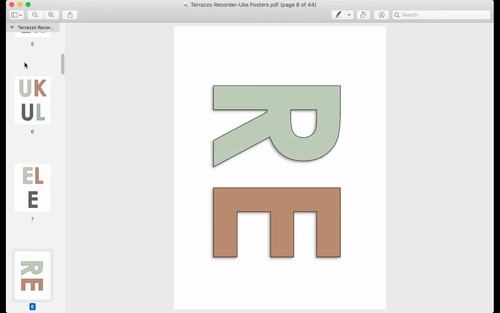 Recorder & Ukulele Posters | Terrazzo Music Room Decor by musicpluscoffee