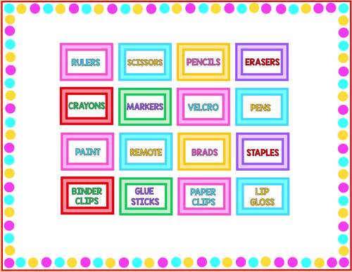 Printable Teacher Toolbox Labels, Bright Colors Teacher Toolbox Labels