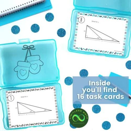 Winter Task Cards - Right Triangle Trig Ratios (SOH-CAH-TOA) - NO PREP