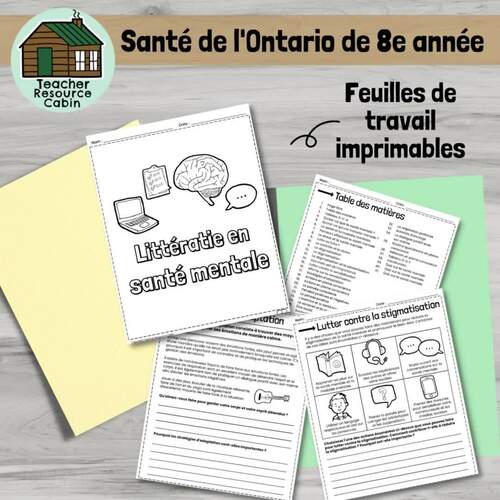 Grade 8 Ontario FRENCH HEALTH Workbooks by Teacher Resource Cabin