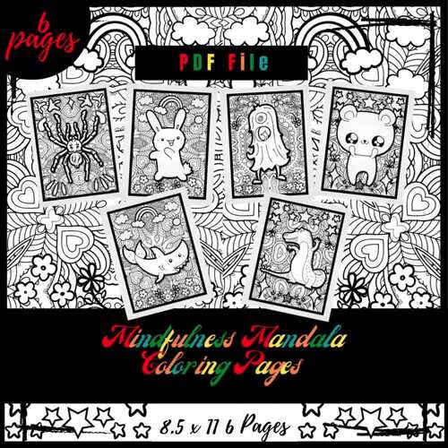Mindfulness Mandala Coloring Sheets, Kids Printable PDF Coloring Pages