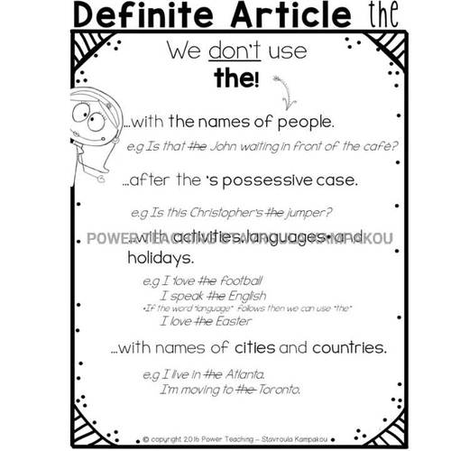 Grammar ESL ELL ESOL Definite Article by Stavroula Kampakou-Power Teaching
