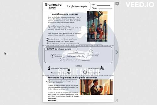 FRENCH GRAMMAR Grammaire La phrase simple Basic sentence WORKSHEET ...