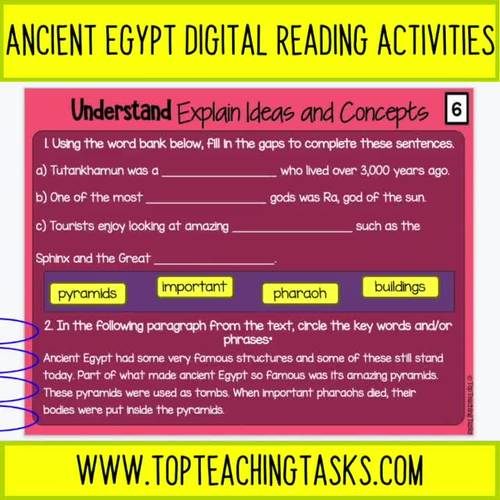 Ancient Egypt Digital Reading Comprehension Google Slides | Distance ...