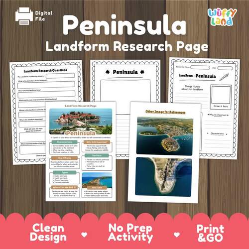 Peninsula Landform Research Project | Geography Science Worksheet and ...